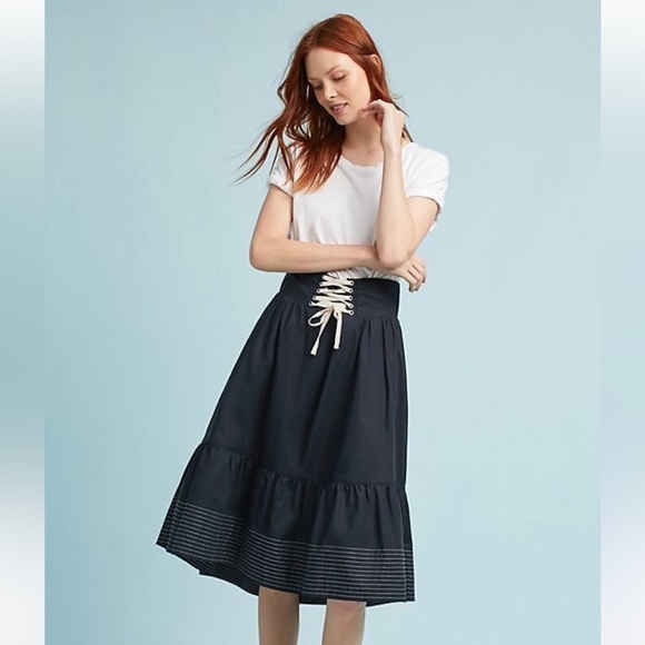 Anthropologie | Skirts | Anthropologie Akemi Kin La Mer Lace Up Skirt ...